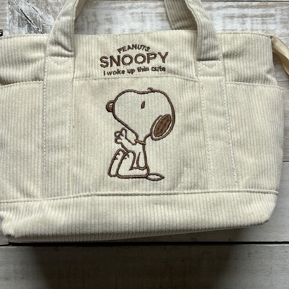 Bags | Peanuts Snoopy Corduroy Bag Beige Woke Up This Cute Shoulder Bag ...